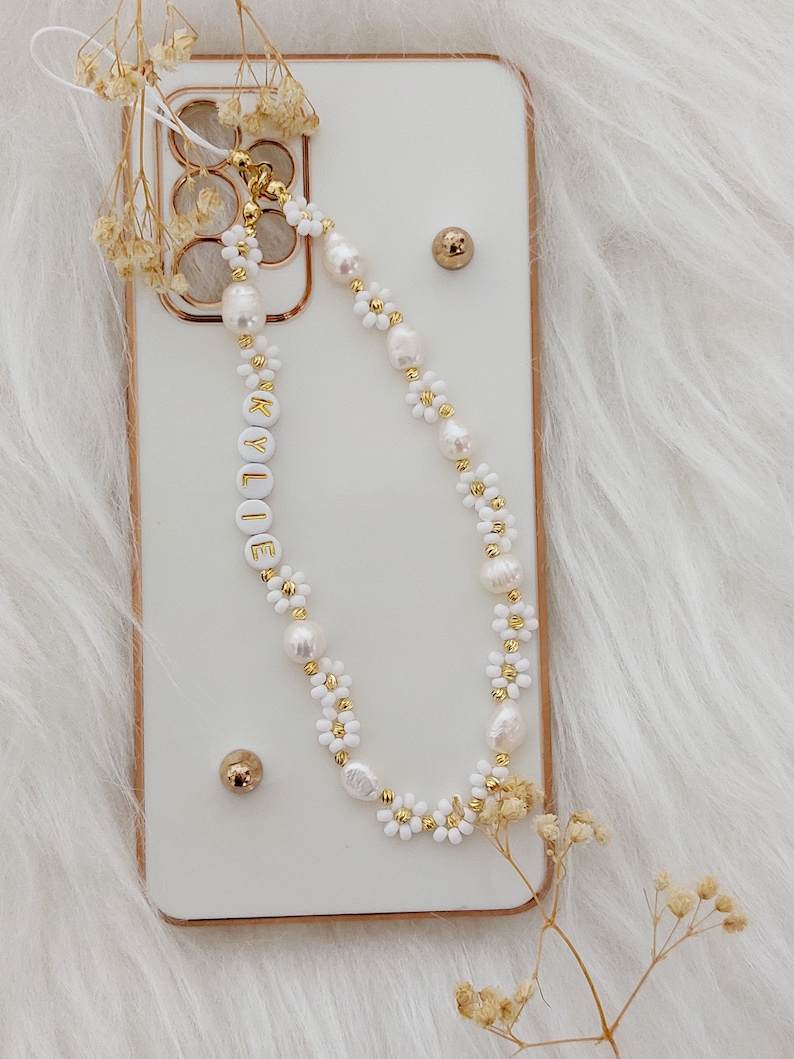 Pearl Phone Strap Daisy Phone Strap Pearl Flower Phone - Etsy