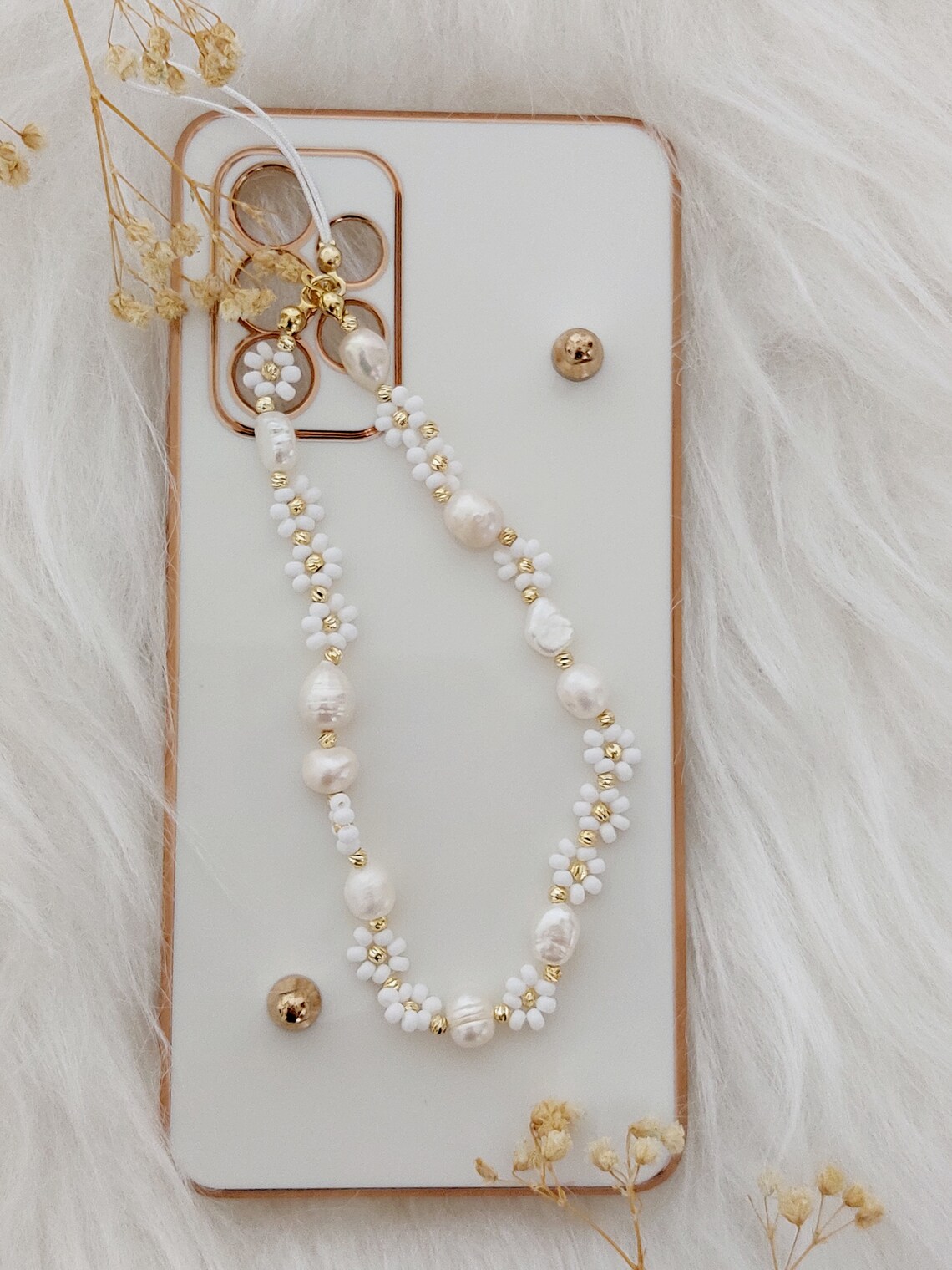 Pearl Phone Strap Daisy Phone Strap Pearl Flower Phone - Etsy