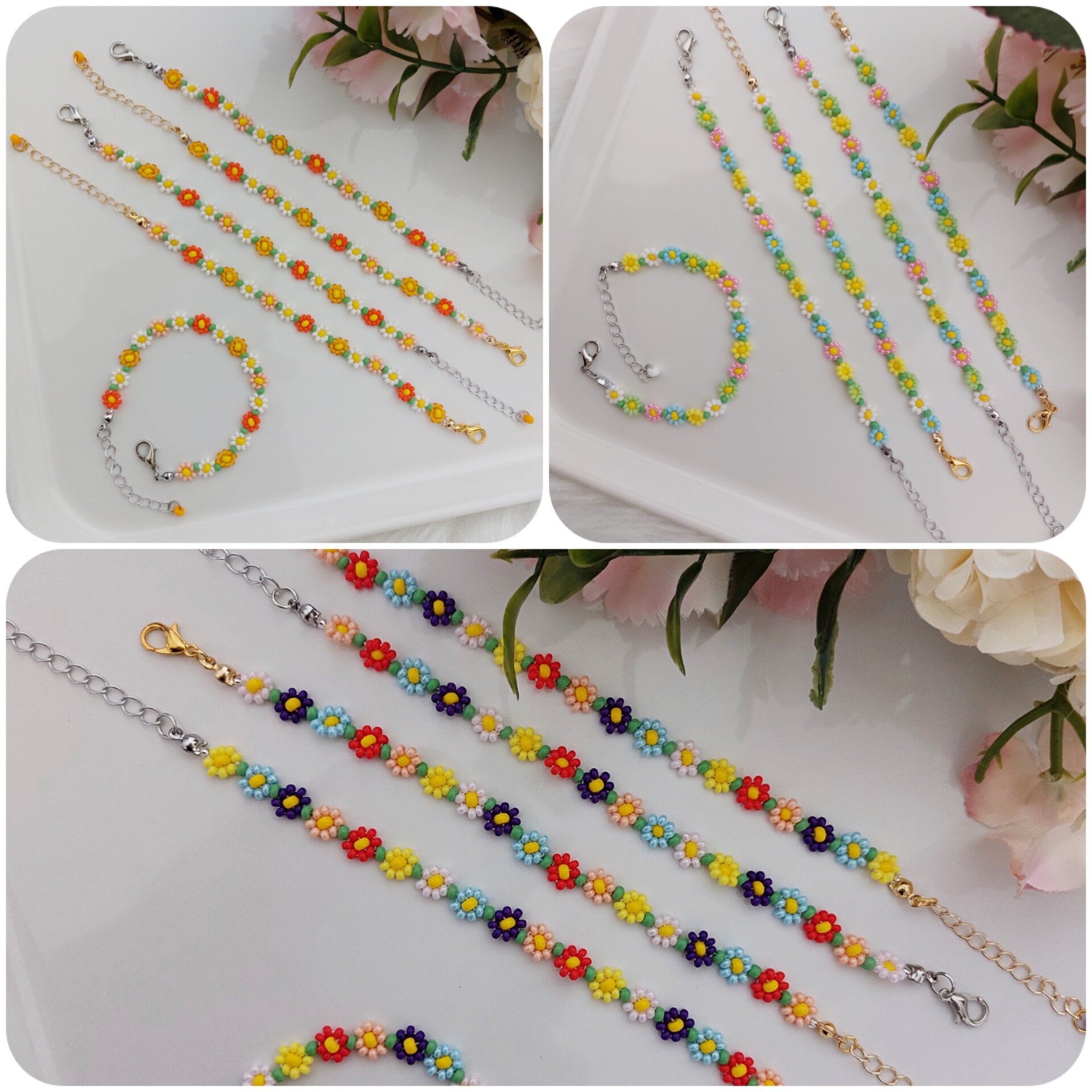 Daisy Flower Bracelet Handmade Daisy Chain Bracelets Beaded Daisy Bracelet T Bracelets