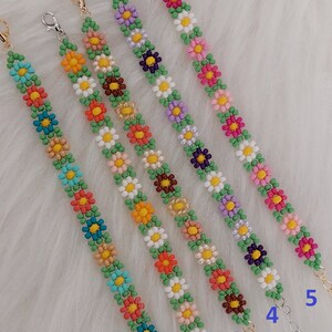 Handmade Daisy Chain Bracelets, Big Size Daisy Flower Bracelet, Beaded ...
