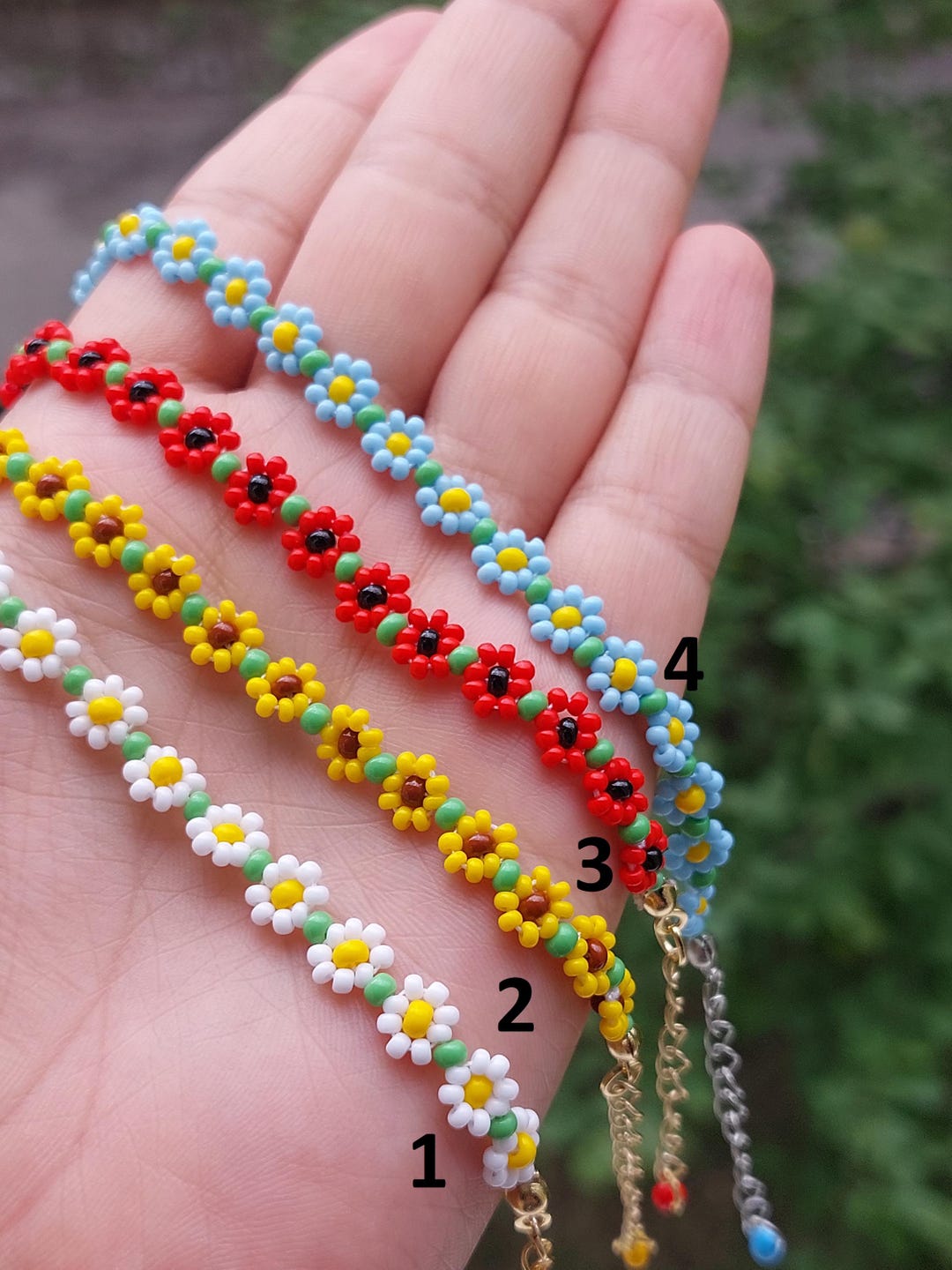 Daisy Flower Bracelet, Handmade Daisy Chain Bracelets, Beaded Daisy ...