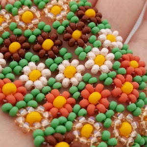 Handmade Daisy Chain Bracelets, Big Size Daisy Flower Bracelet, Beaded ...