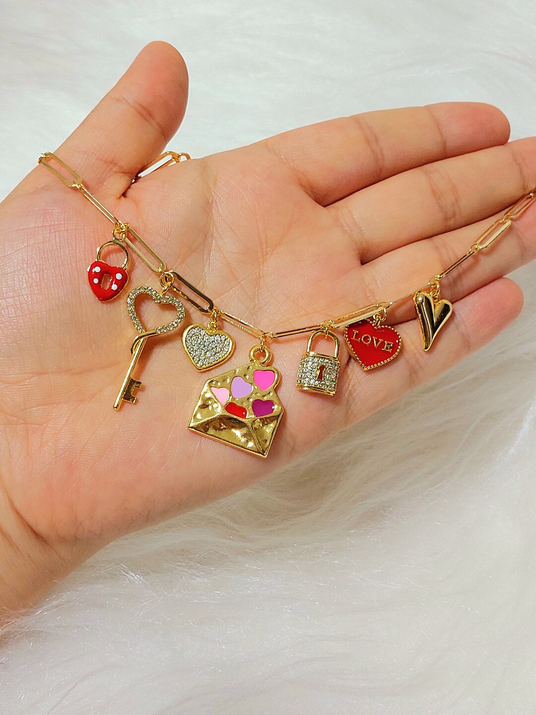 Design Your Own Neclace, Custom Charm Necklace Gift Chunky Charm ...