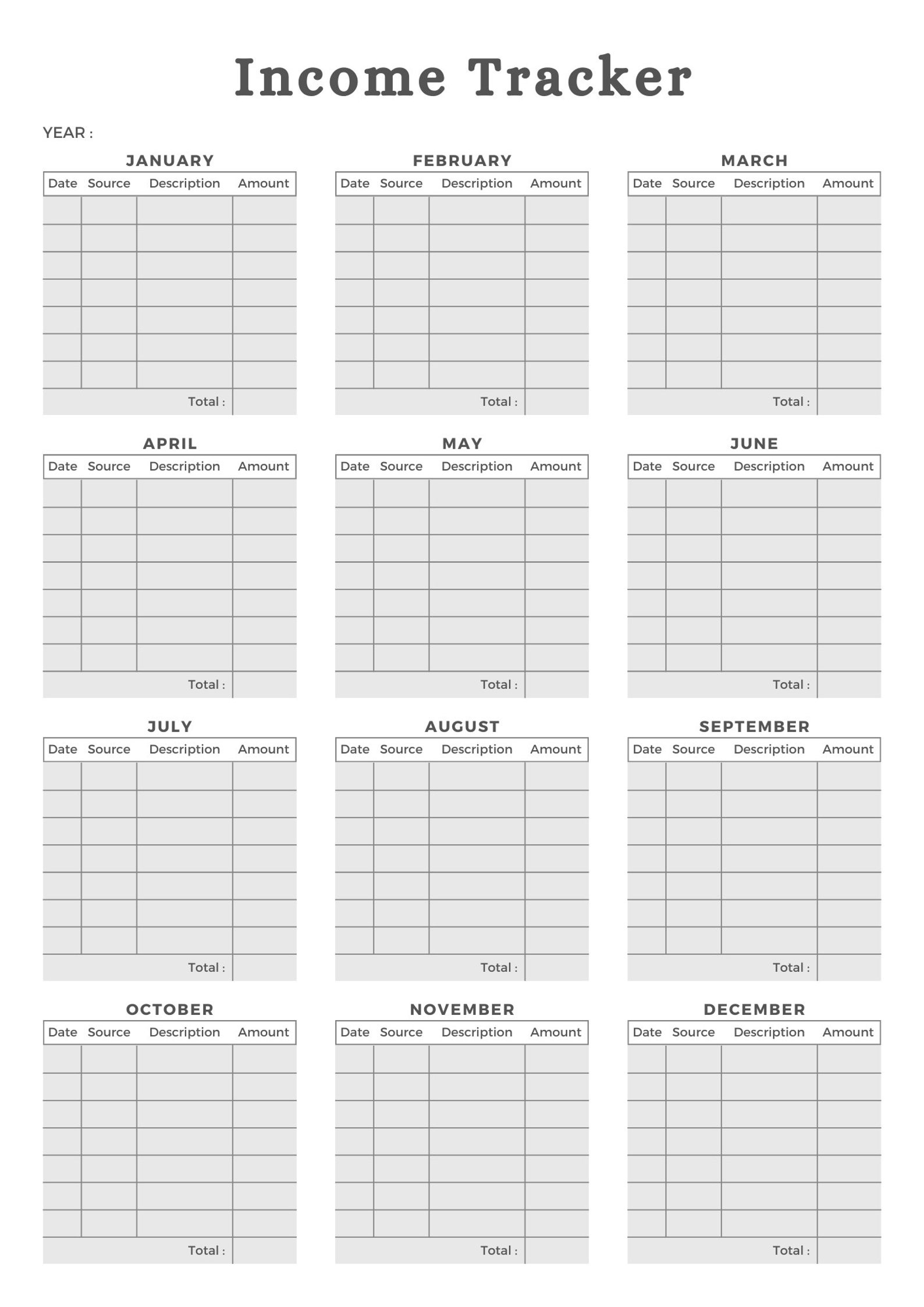 Printable Income Tracker, (PDF) - Etsy