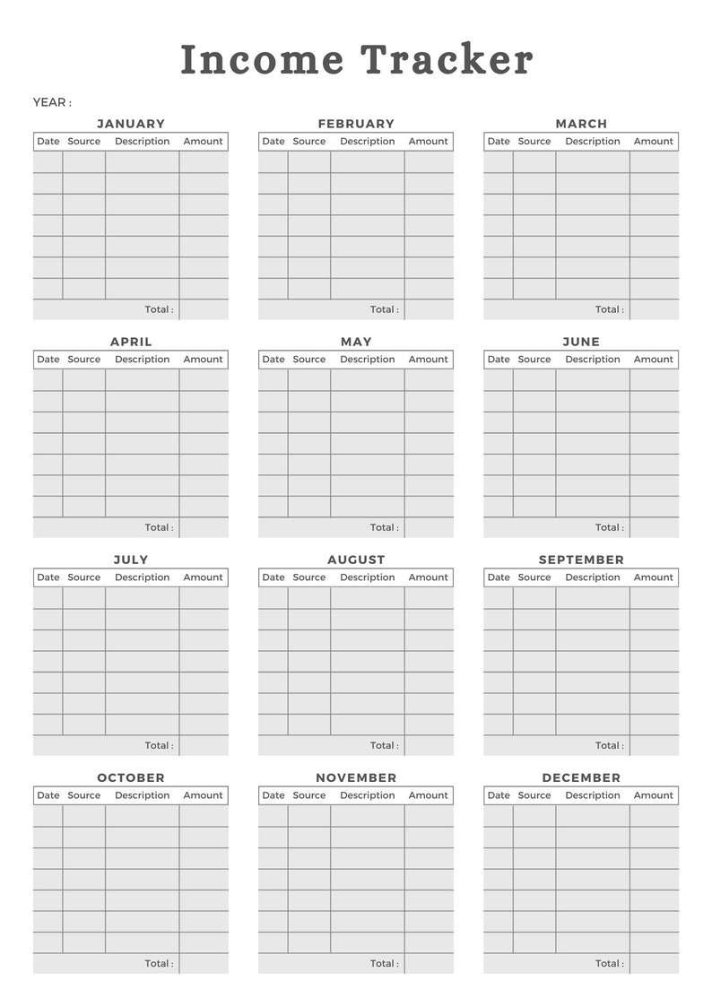 Printable Income Tracker, (PDF) - Etsy