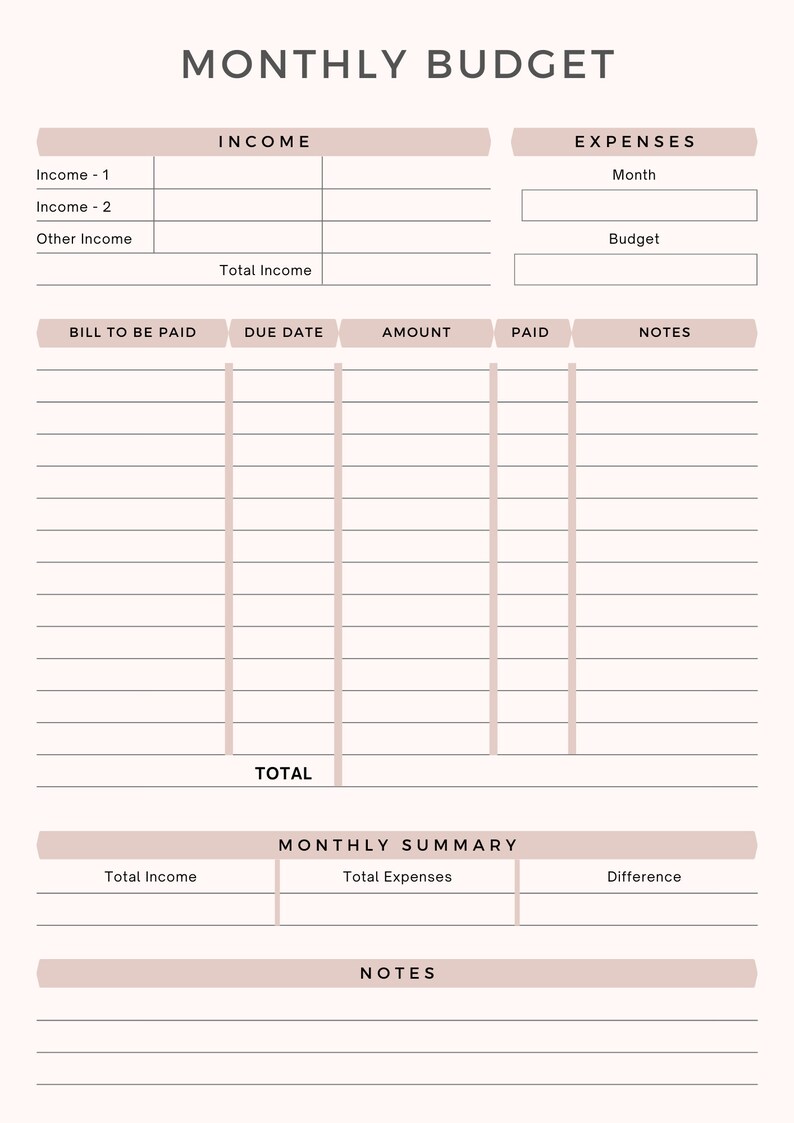 Printable Monthly Budget Planner to Help You Keep on Top of Your Income ...
