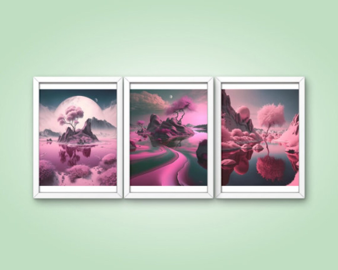 Surreal Pink Print A4 Size, Gorgeous Colours, Set of 3 - Etsy