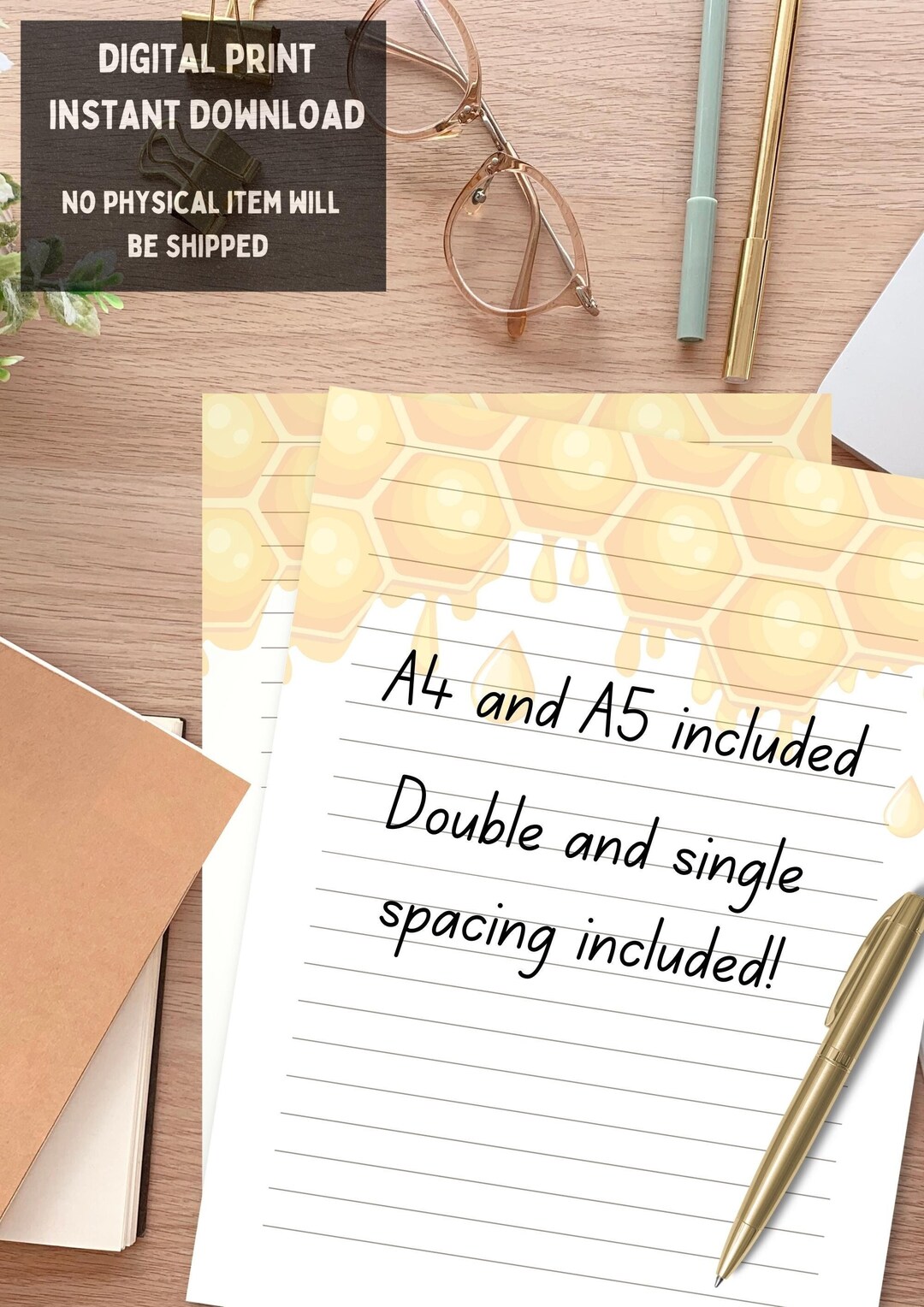 Honeycomb Drip Writing Paper Digital Download Instantly Downloaded A4 ...