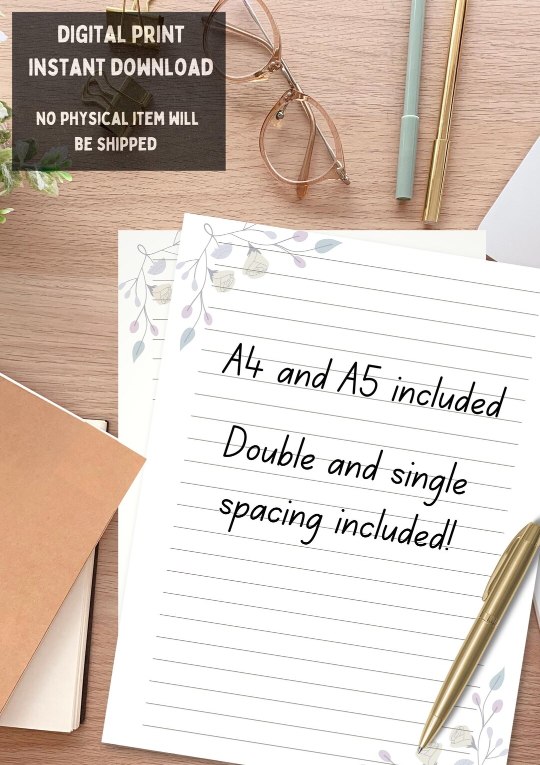 Vine Writing Paper Digital Download Instantly Downloaded A4 and A5 ...