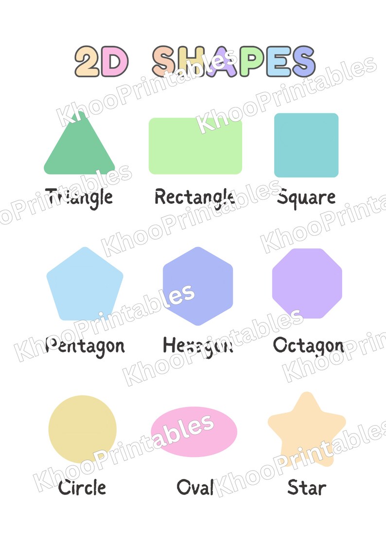 Cute Colourful Printable 2D Shapes Poster Maths Art Classroom Wall Art ...