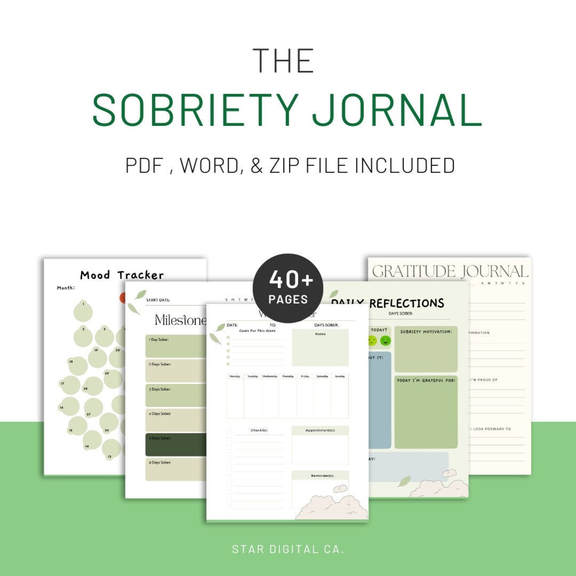 Sobriety Journal, Mental Health Workbook, Sober Living Journal, Self ...
