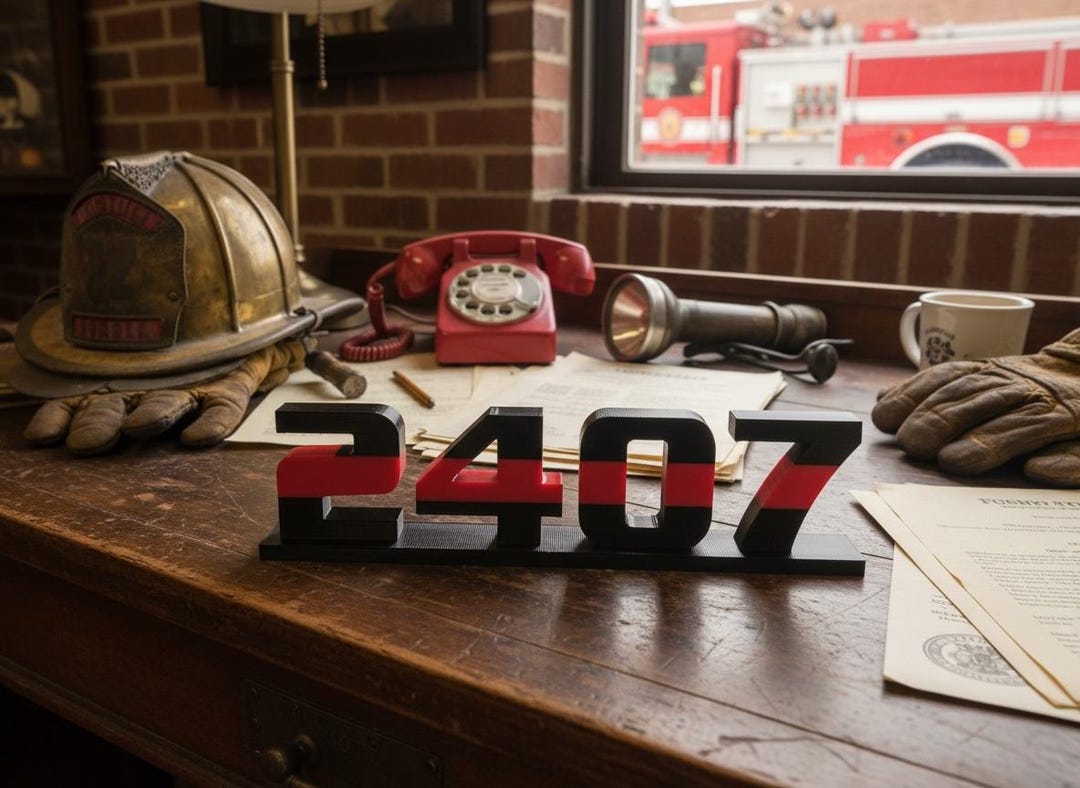 Custom 3D Printed Thin Red Line Badge Number – Firefighter Gift - Etsy