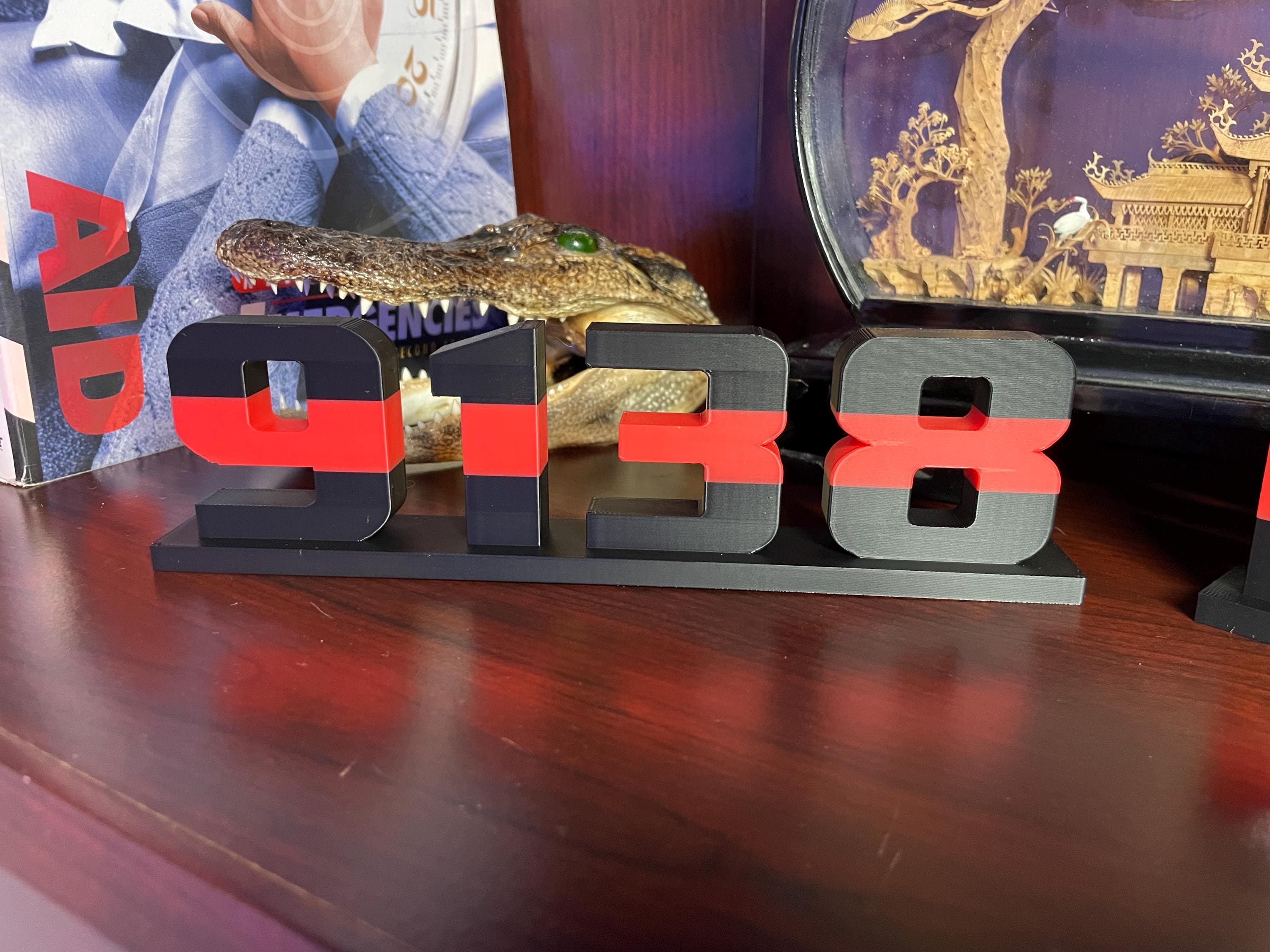 Custom 3D Printed Thin Red Line Badge Number – Firefighter Gift - Etsy