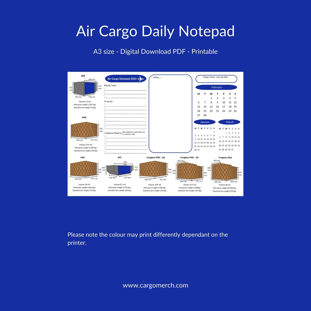 Full Year 2023 Air Cargo Freight Daily Notepad A3 Size - Etsy