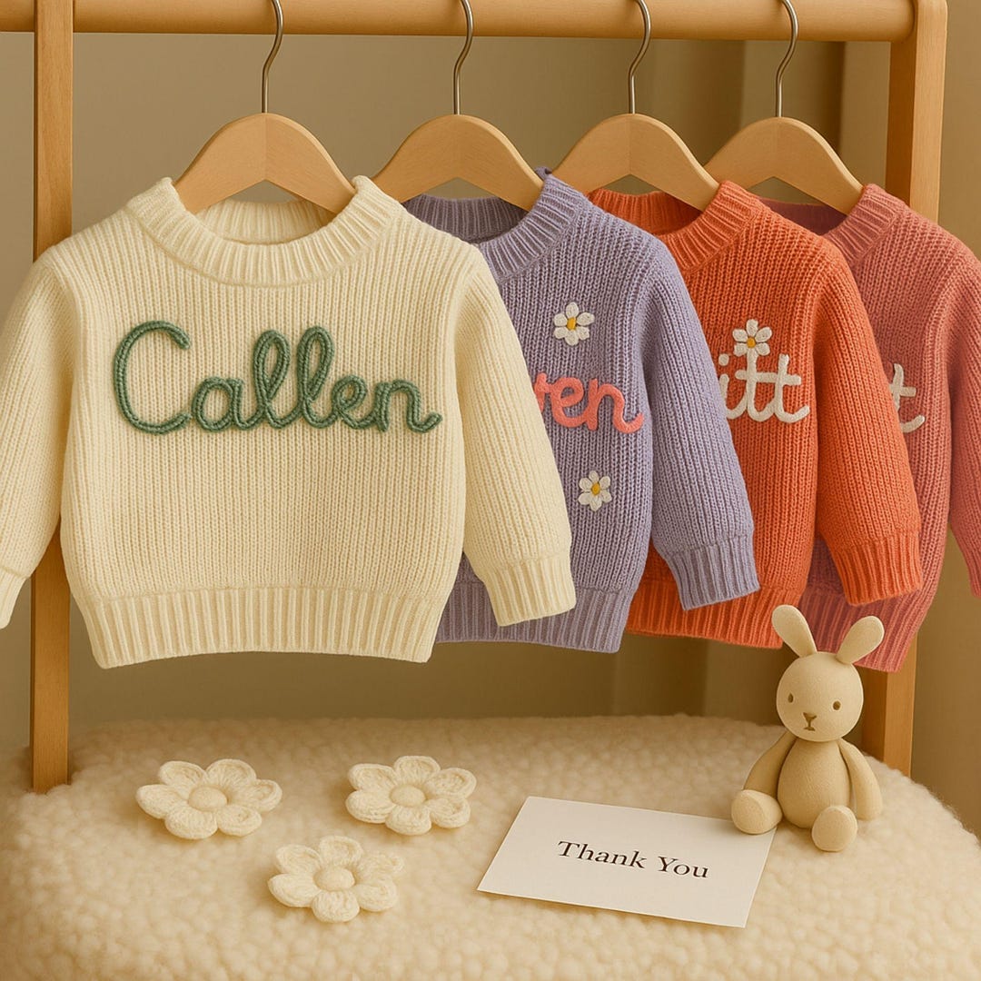Personalized Hand-embroidered Baby Sweater: Monogrammed Gift - Etsy
