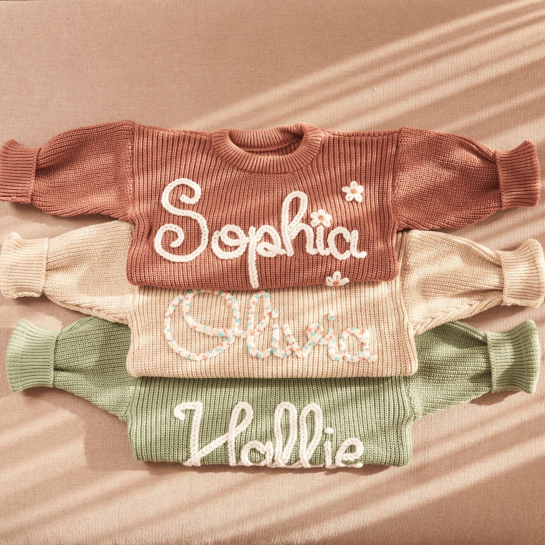 Personalized Baby Name Sweater: Custom Knit Toddler Sweatshirt - Etsy