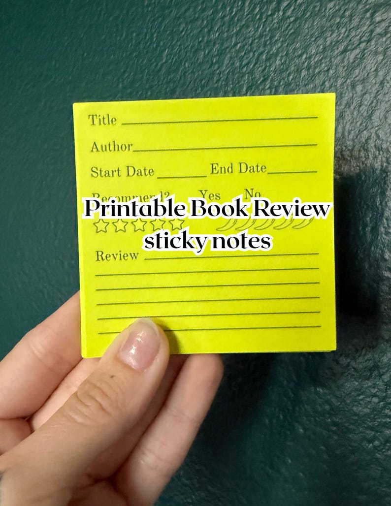 Printable Book Review Sticky Note Template - Etsy