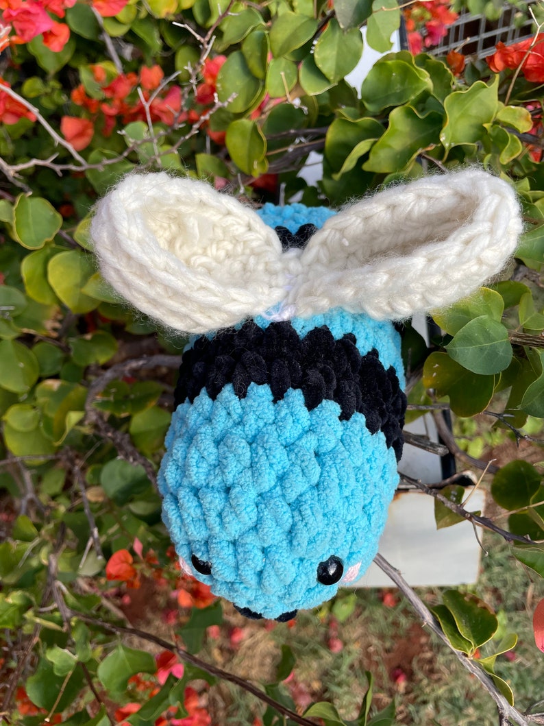 Blue Chunky Crochet Bumblebee Bee - Etsy