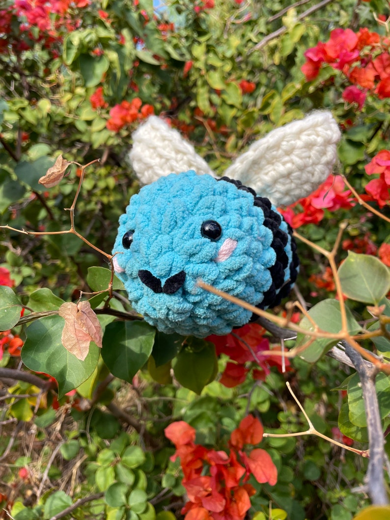Blue Chunky Crochet Bumblebee Bee - Etsy