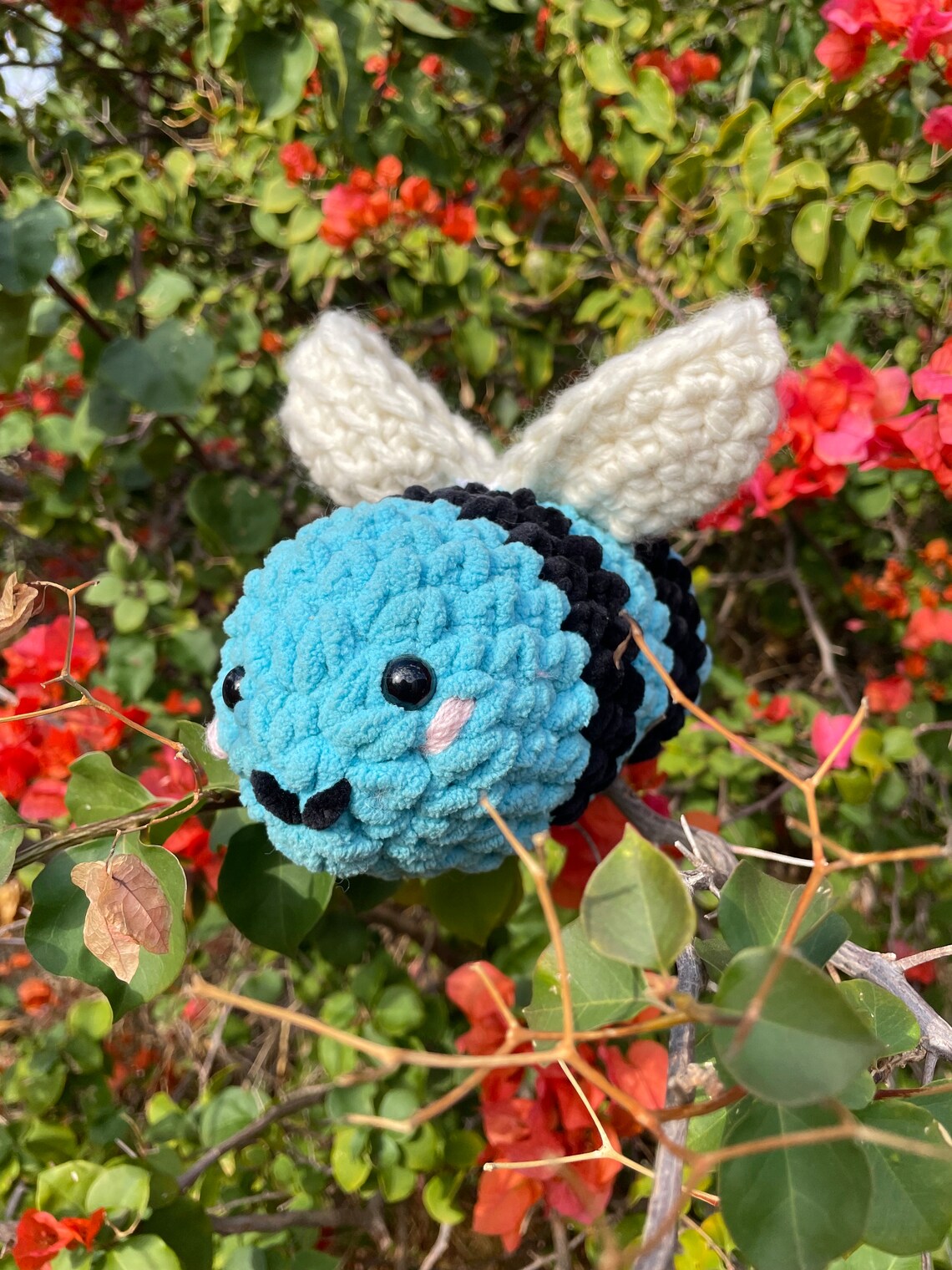 Blue Chunky Crochet Bumblebee Bee - Etsy