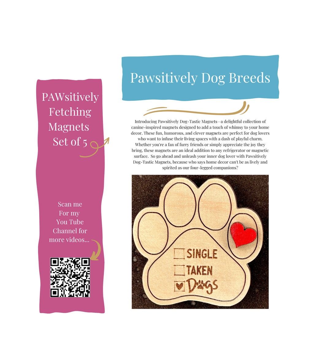 Pawsitively Dog-tastic Magnets: Set of 5-dog Lover's, Friends, and ...
