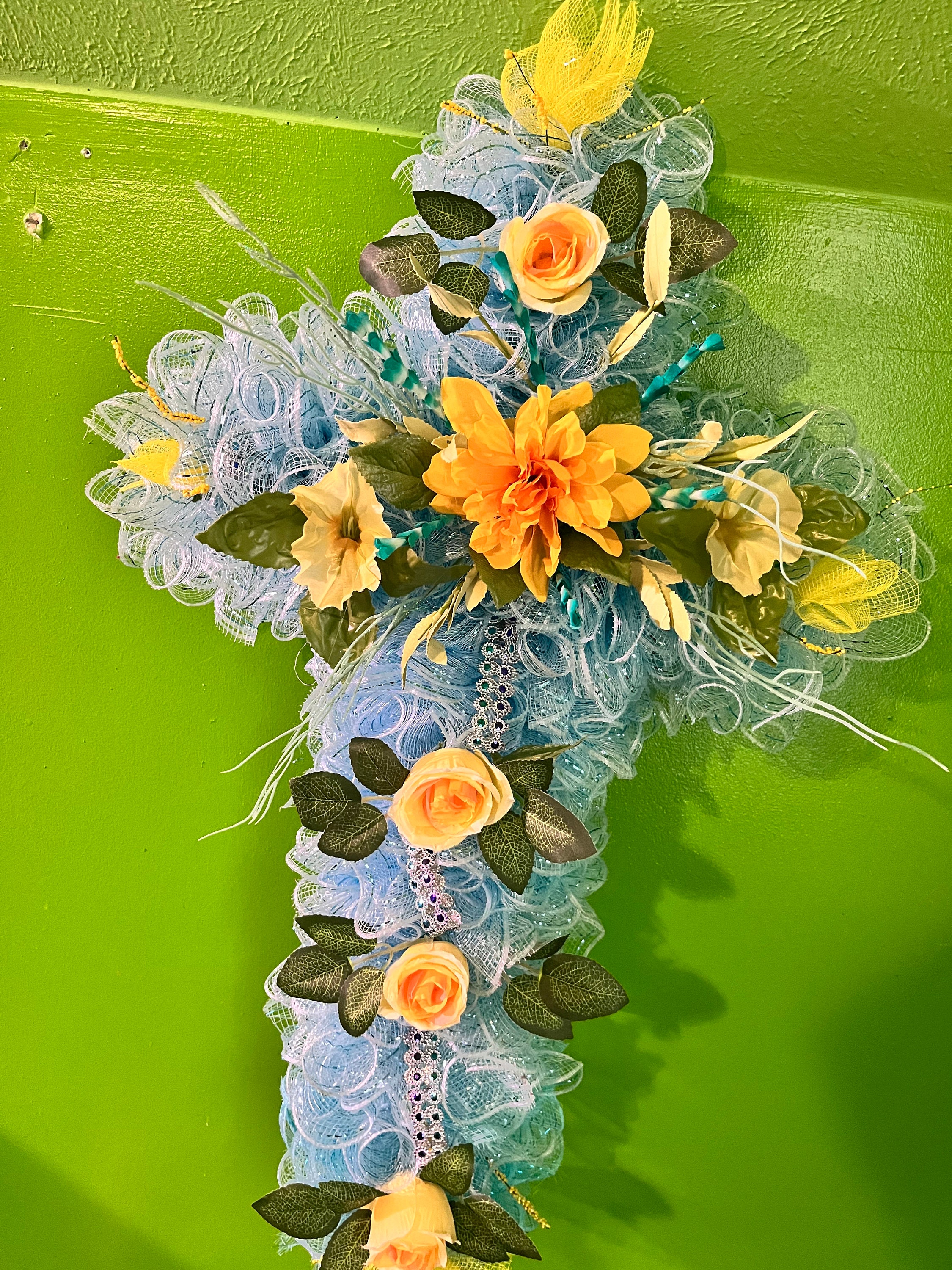 Baby Blue and Yellow Cross - Etsy