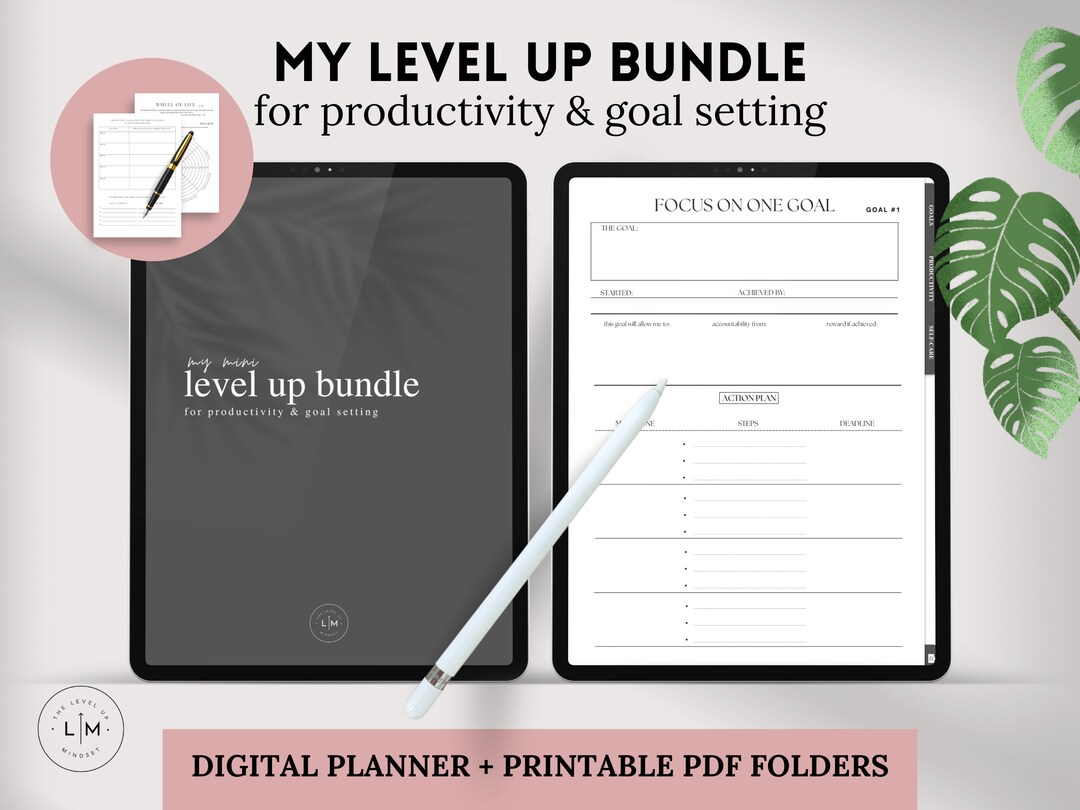 Habit Tracker Goals & Productivity Level up Bundle Pomodoro - Etsy