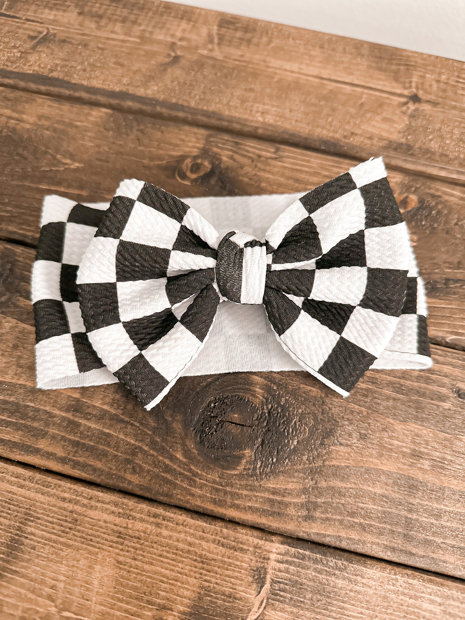 Checkered Baby Bow Headwrap: Race Day Headband, Toddler Hair Bow - Etsy