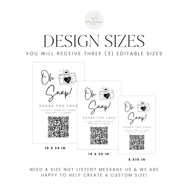 QR Code for Event Photo Sharing Sign Template, 8x10 16x20 18x24 Sizes ...