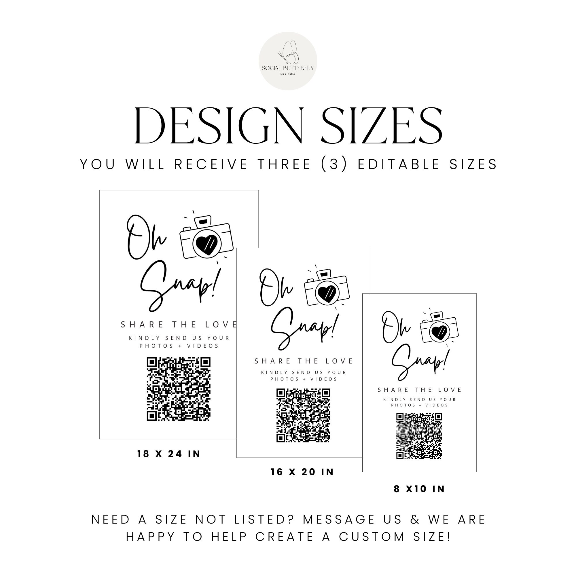 QR Code for Event Photo Sharing Sign Template, 8x10 16x20 18x24 Sizes ...