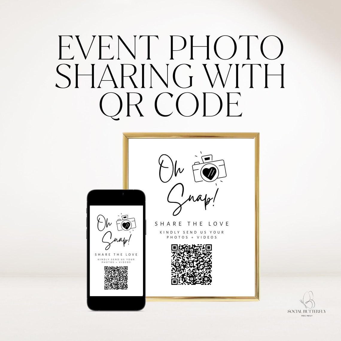 QR Code for Event Photo Sharing Sign Template, 8x10 16x20 18x24 Sizes ...