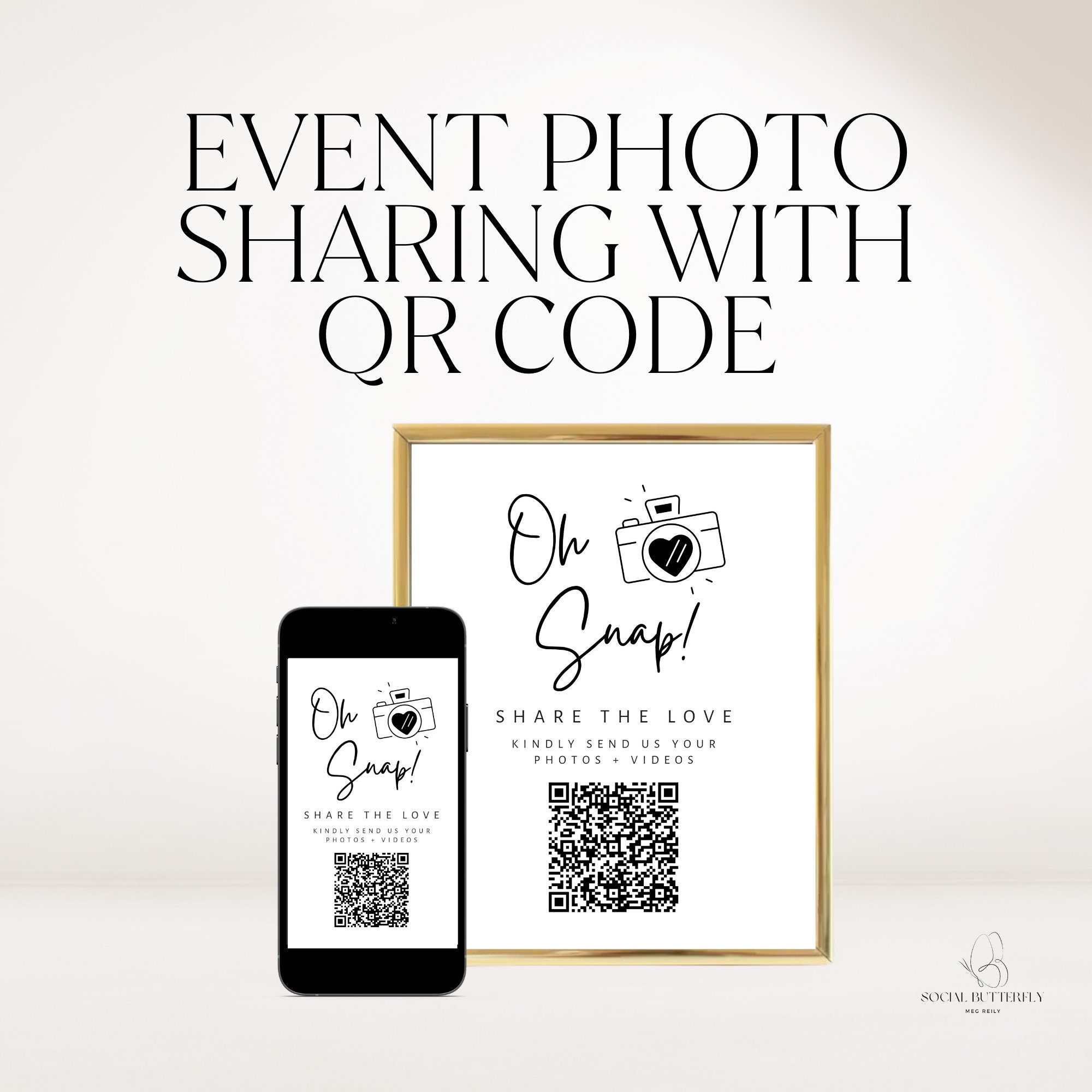 QR Code for Event Photo Sharing Sign Template, 8x10 16x20 18x24 Sizes ...