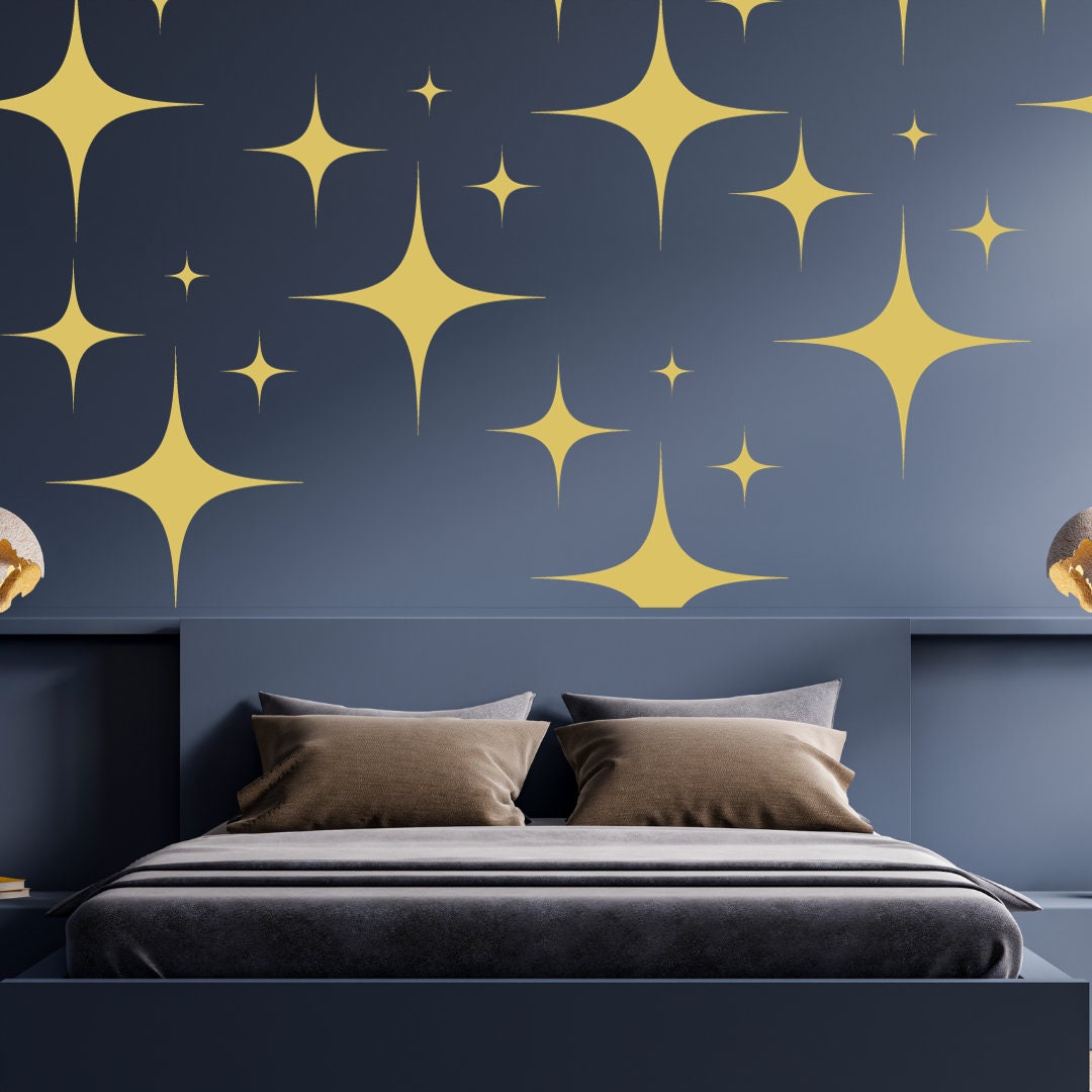 Star Pattern Wall Decals Retro Wall Decal Set of 32 Stars - Etsy