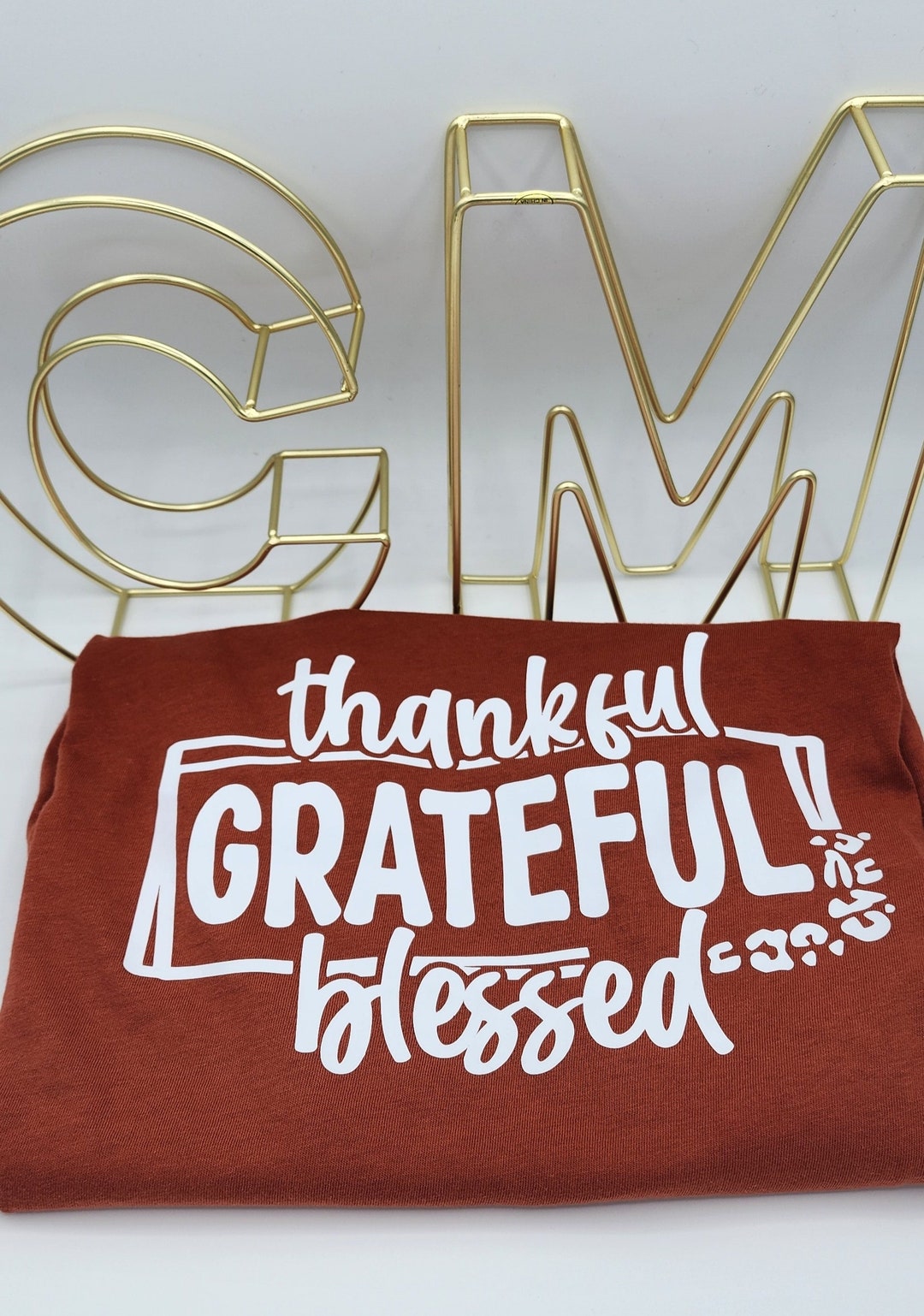 Thankful Grateful Blessed, Burnt Orange Long Sleeve Shirt - Etsy
