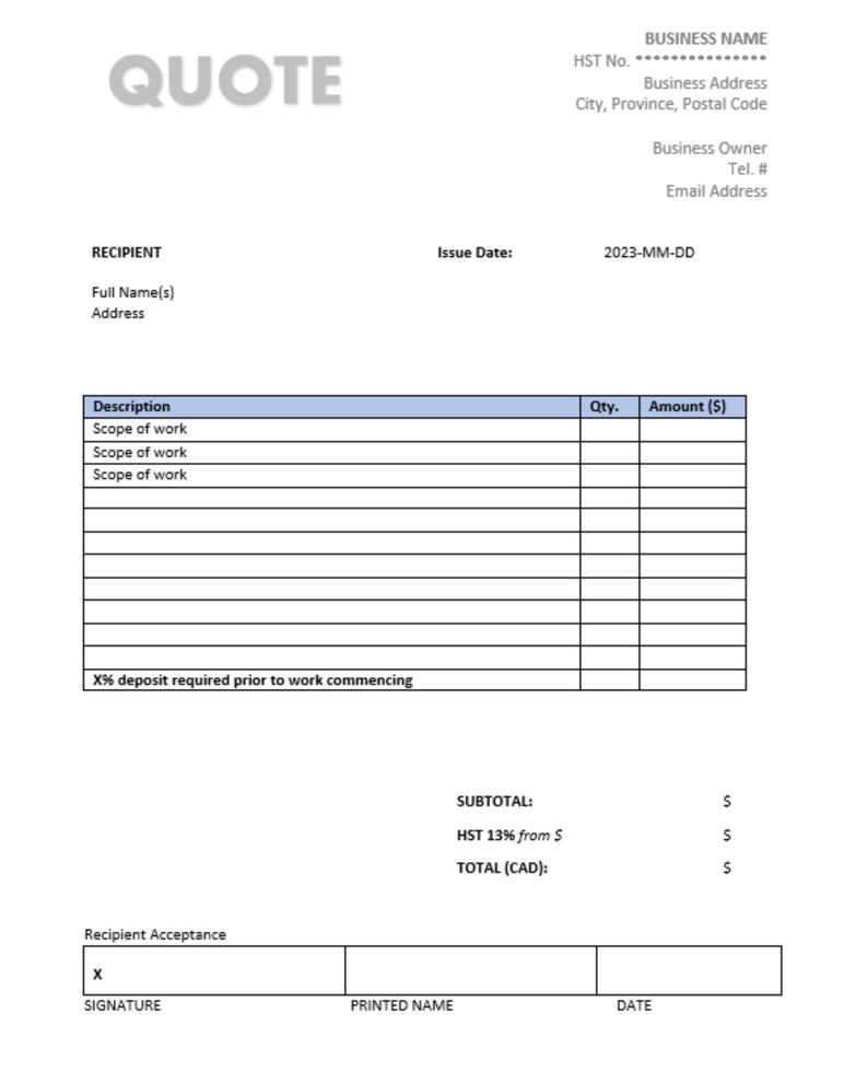 Professional Services Invoice Template Professional Quote Template ...
