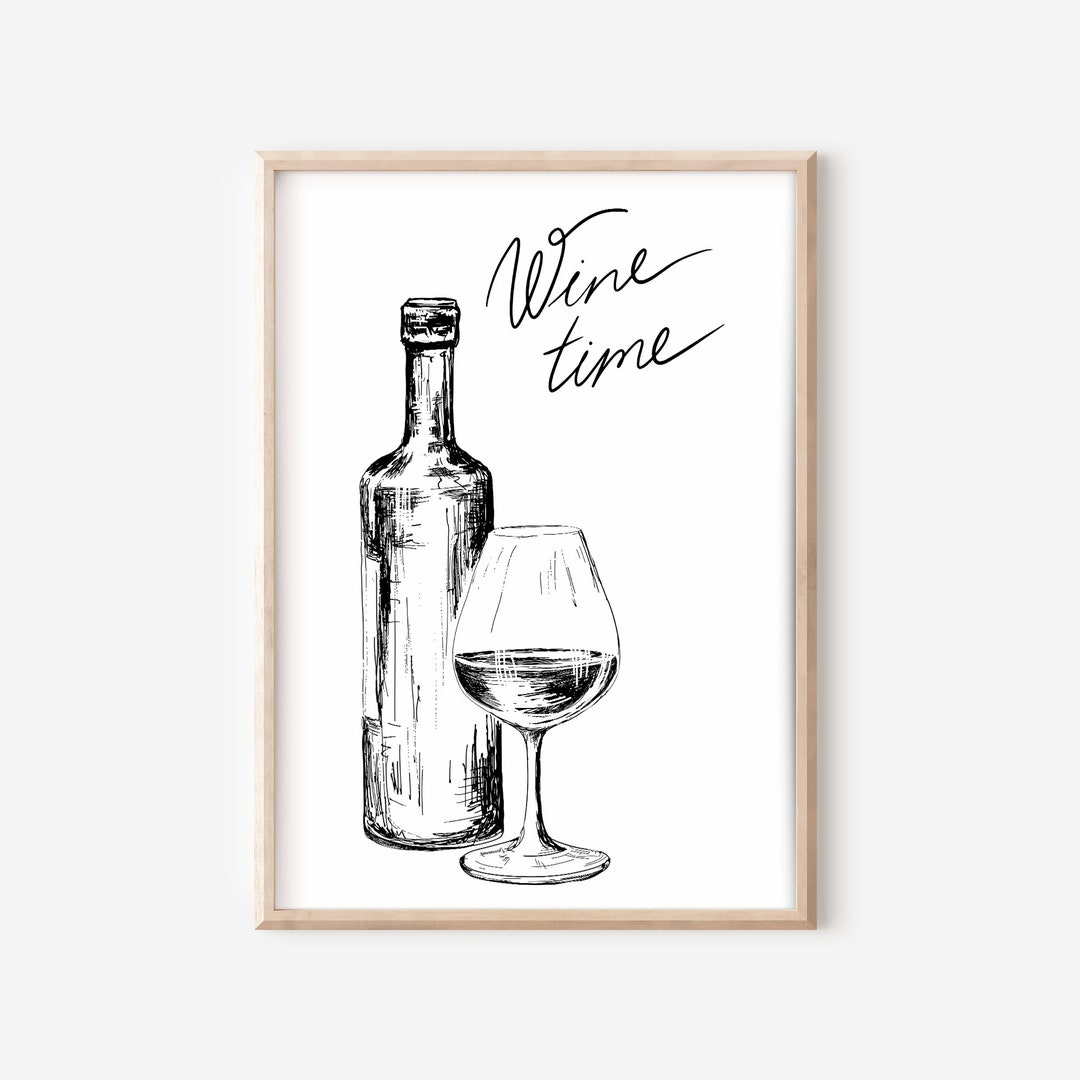Wine Time Digital Wall Art Poster, Minimalist Gift Ideas for Wine ...
