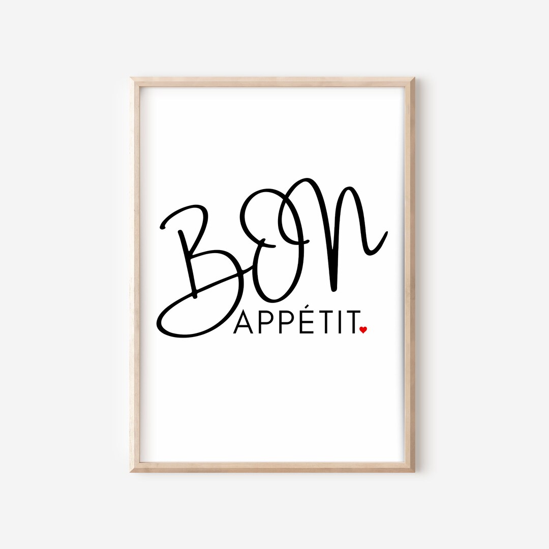 Bon Appetit Printable Poster, Kitchen Wall Art, Dining Room, Living ...