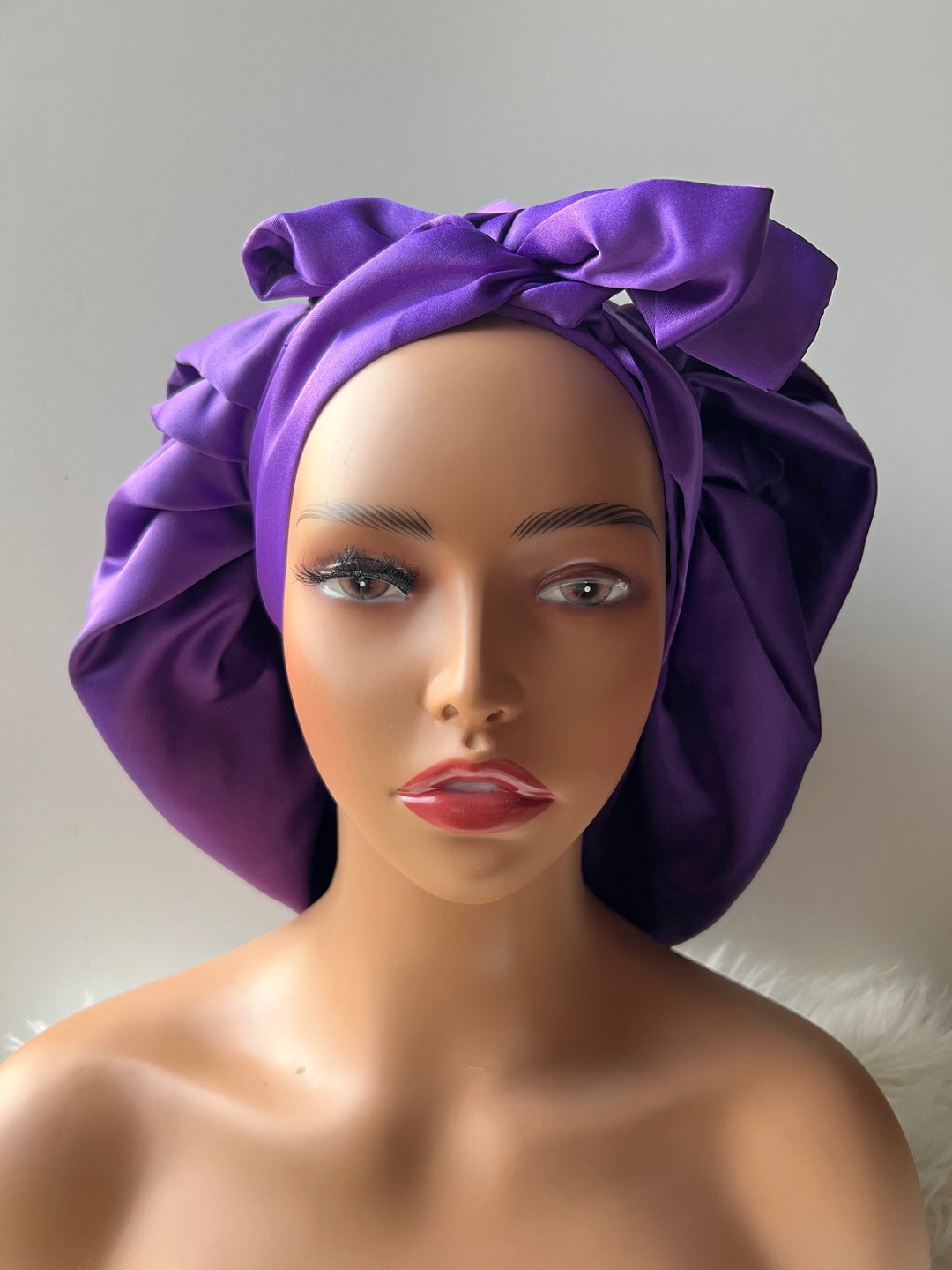 Satin Tie Band Bonnets. Handmade Double Lined Night Sleep Scarf ...