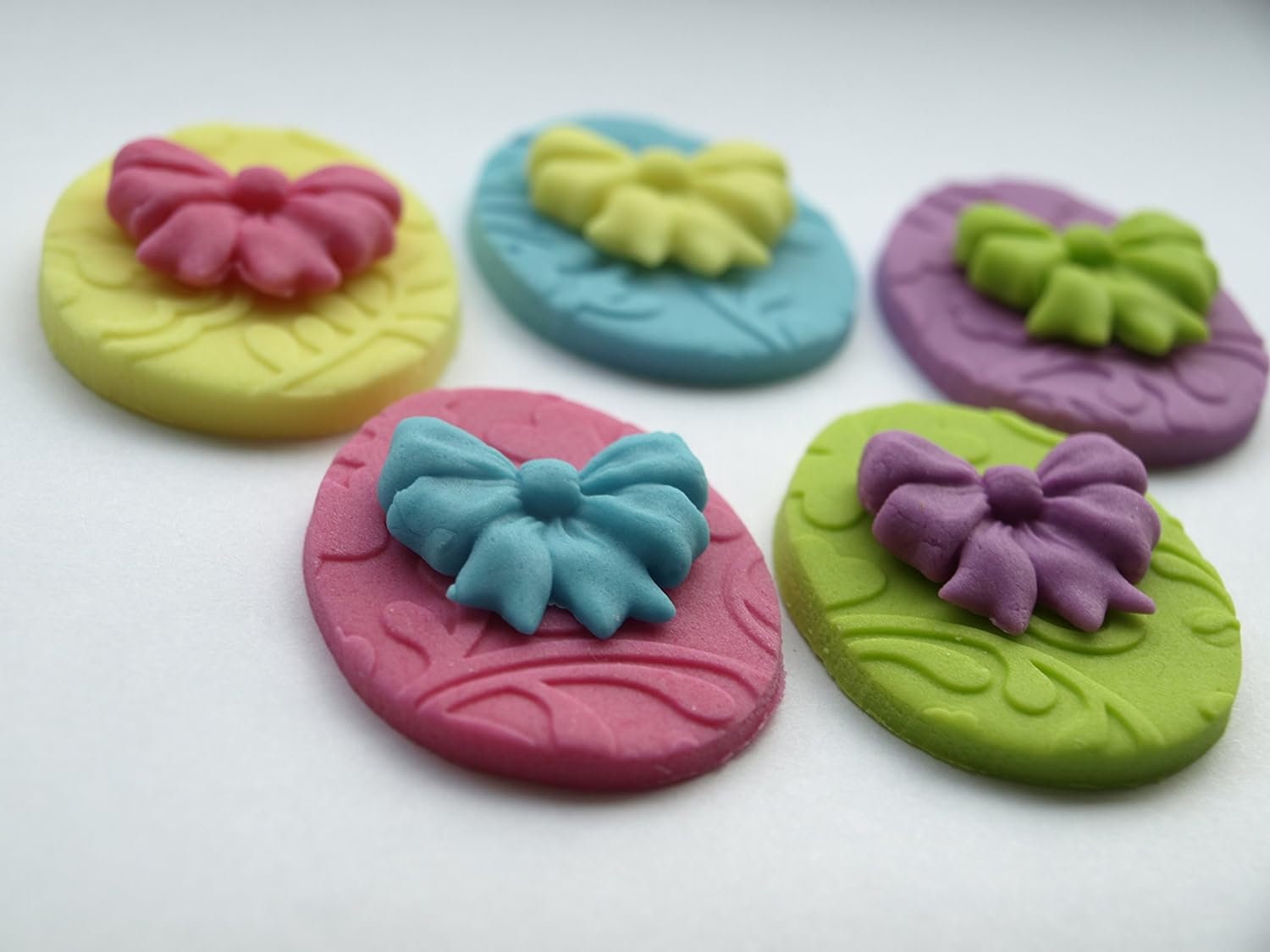 6X Edible Easter Cupcake Toppers Fondant Easter Eggs Decorations Easter ...