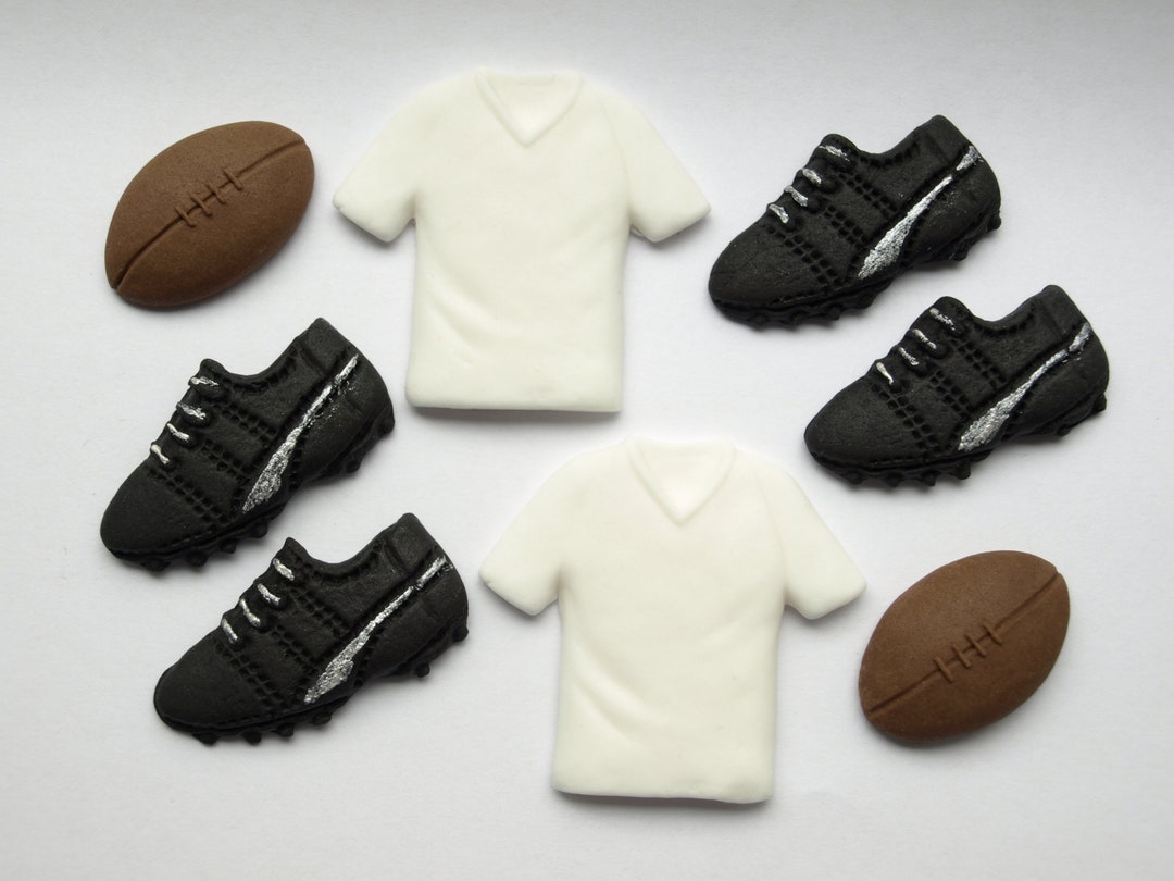 8x Rugby Happy Birthday Cake Toppers, comestible Fondant Cupcake Decor ...