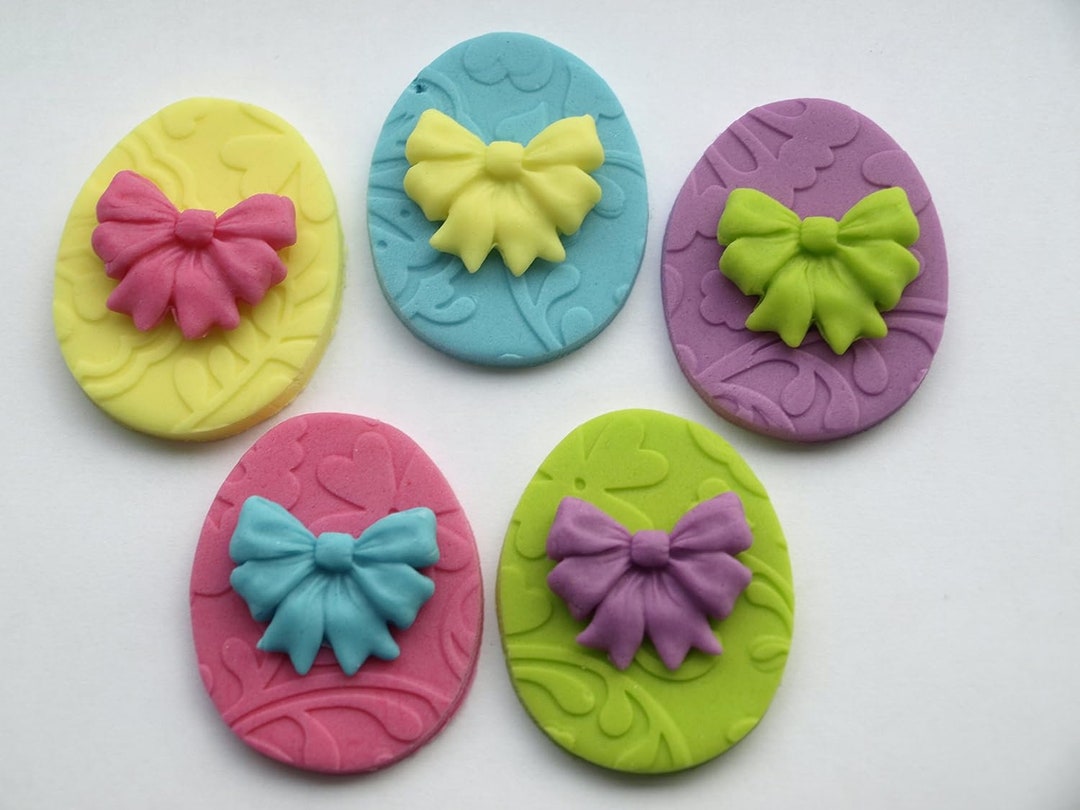 6X Edible Easter Cupcake Toppers Fondant Easter Eggs Decorations Easter ...
