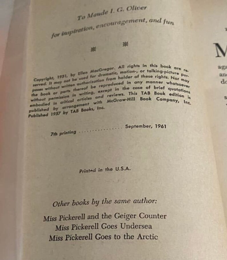 Miss Pickerell Goes to Mars by Ellen Macgregor Tx 101 1961 - Etsy