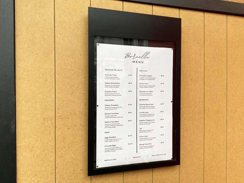 Wall Mounted Menu Box - Restaurant Menu Display Case for Cafe, Bistro ...