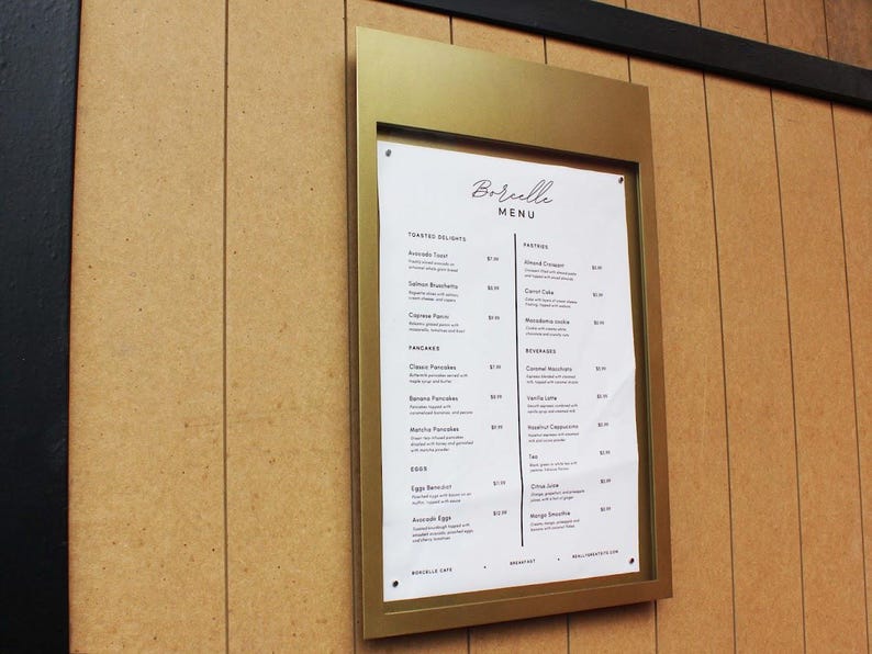 Wall Mounted Menu Box - Restaurant Menu Display Case for Cafe, Bistro ...