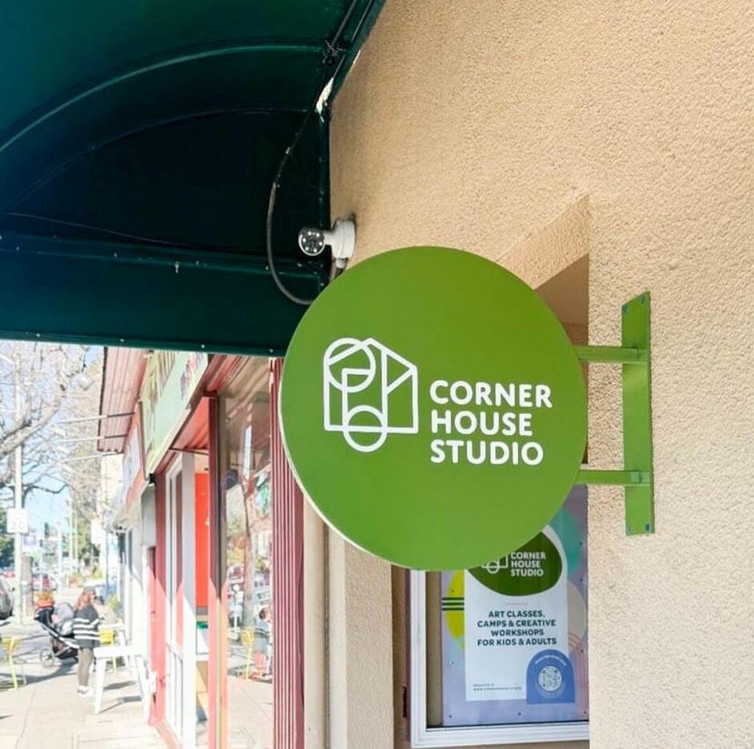 Round Blade Sign for Cafe & Shop Exterior - Double Sided Circle Hanging ...