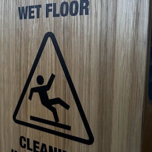 Caution Wet Floor Wood Sign - Business Safety Sign - Wet Floor Warning ...