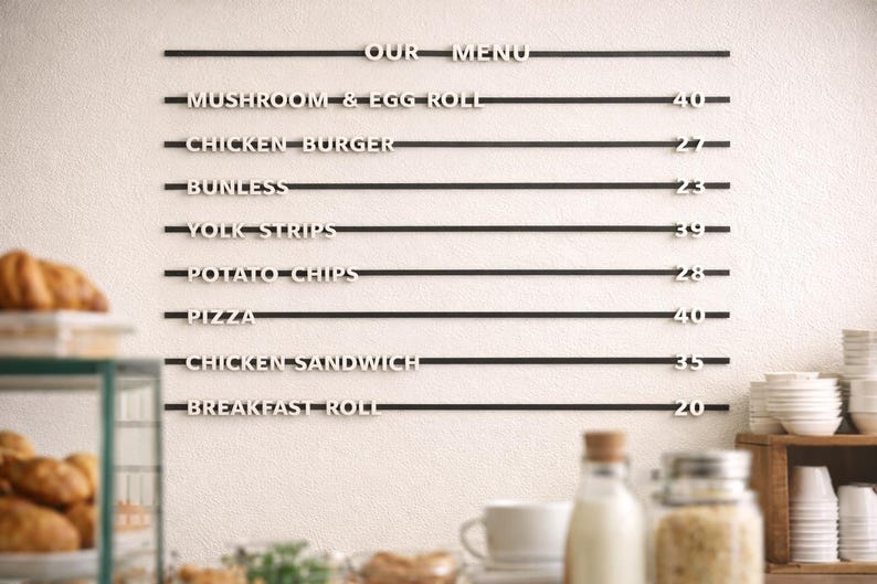 Magnetic Price & Menu Board With Metal Bars – Wall Display for Shops ...