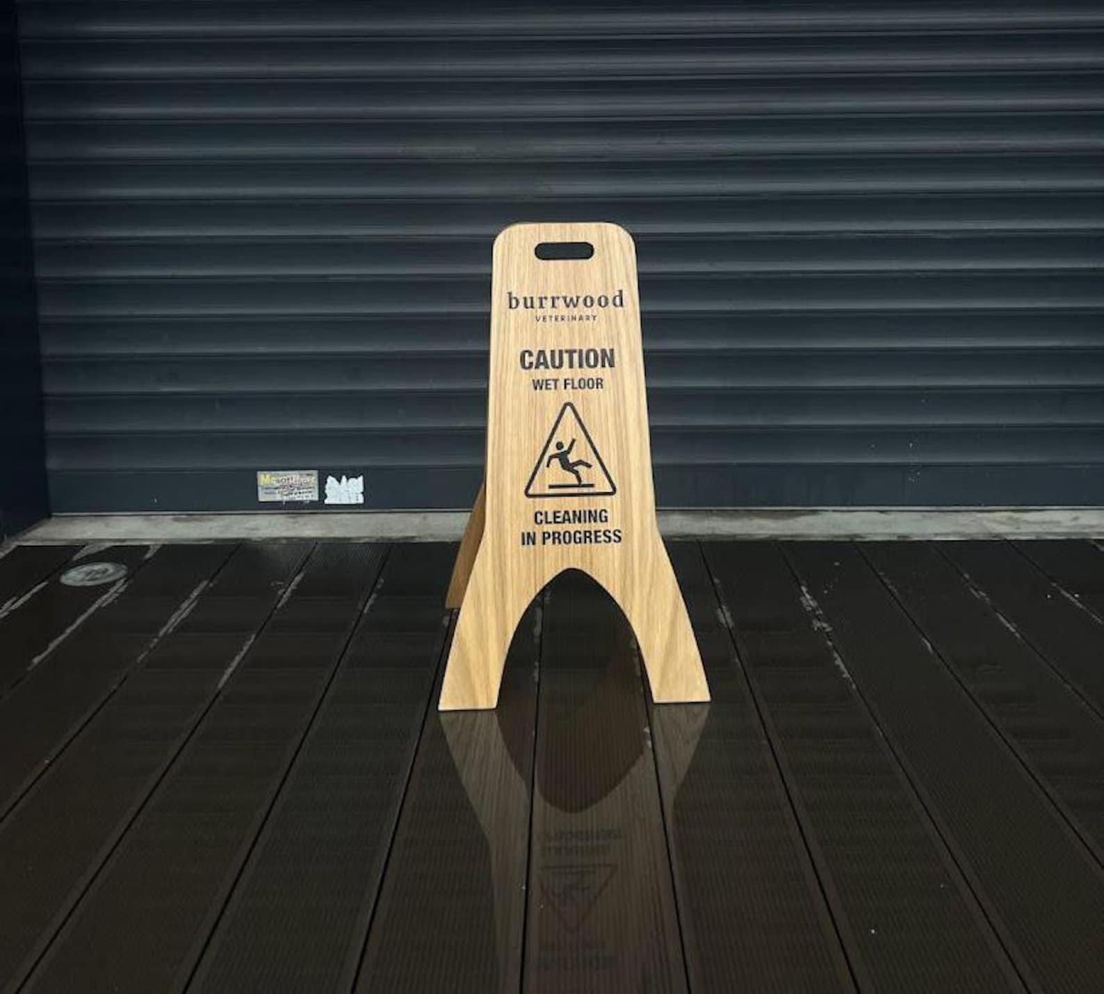 Caution Wet Floor Wood Sign - Business Safety Sign - Wet Floor Warning ...
