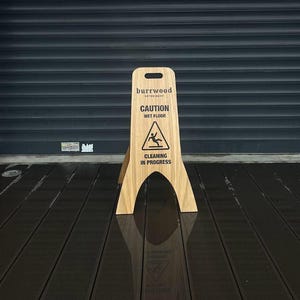 Caution Wet Floor Wood Sign - Business Safety Sign - Wet Floor Warning ...