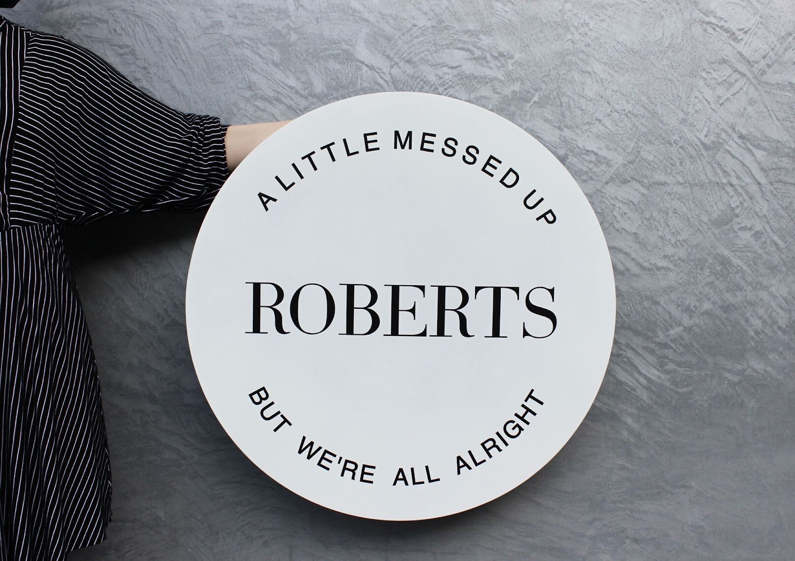 Round One Sided Wall Sign Wall Mounted Round Text Sign Round Welcome ...